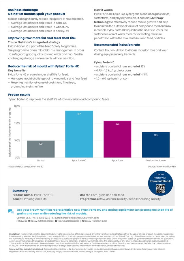 Reducing Mould Risk of animal feed- Fylax Forte HC | PDF