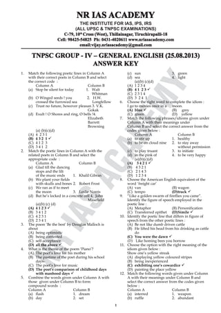 Tnpsc group-4-general-english-answer-key | PDF | Educational Assessment ...