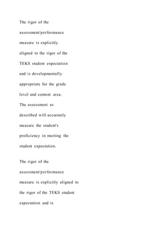 TNT 700.3P PLANNING INSTRUCTION PART 1 RUBRIC FOR SCORING | DOCX