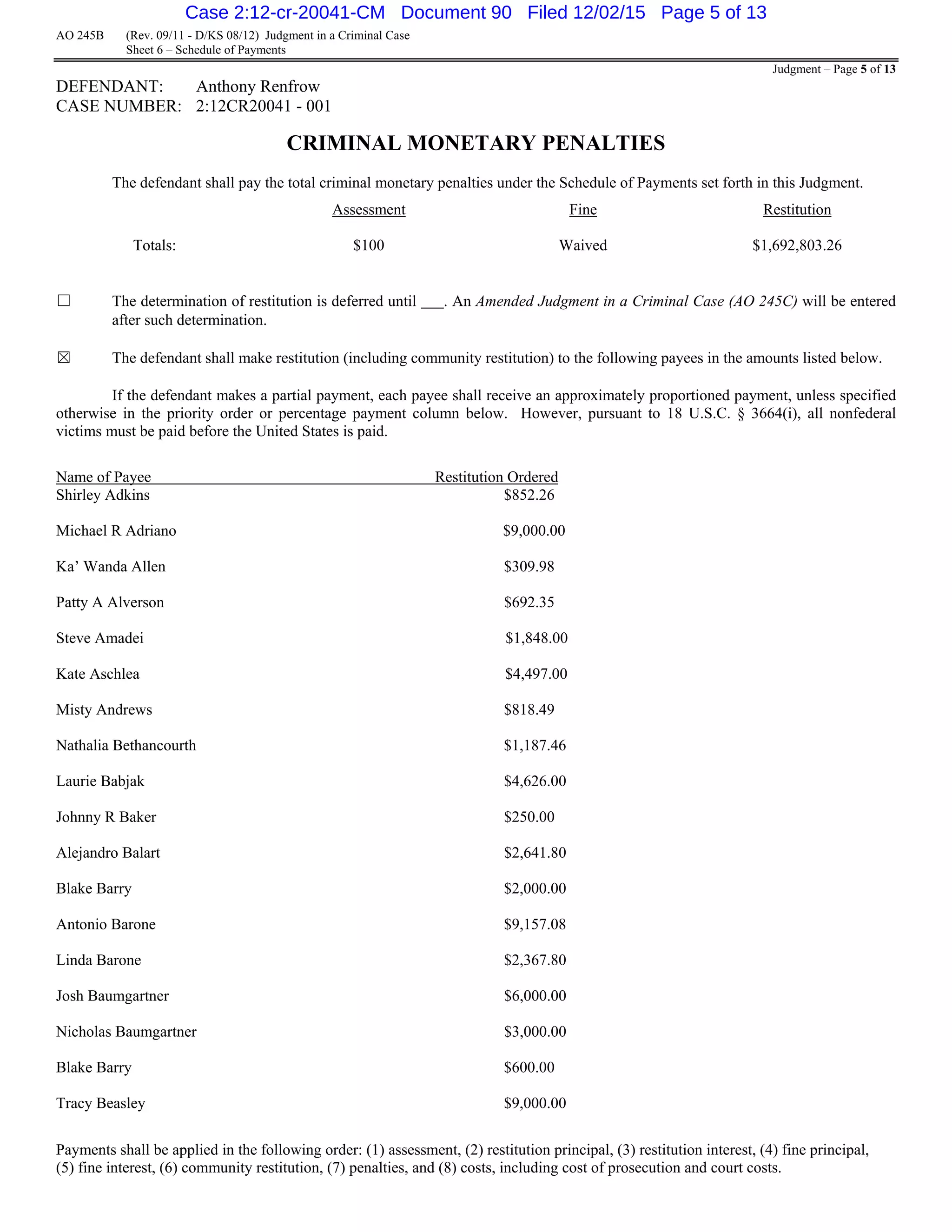 TNT Dinar - TNT Tony Court Sentencing Documents Tony Renfrow 14 Daily ...