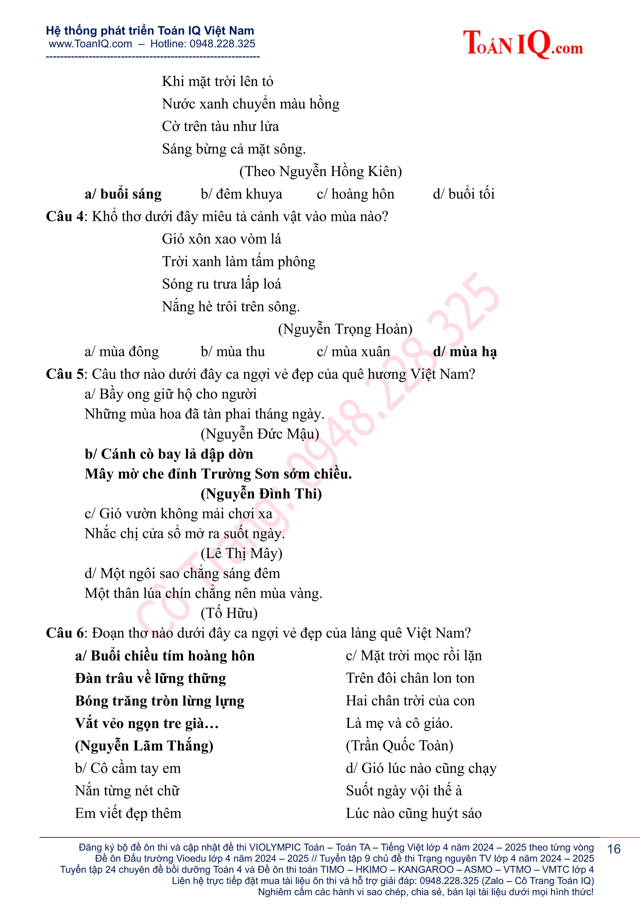 Đề ôn thi Trạng nguyên Tiếng Việt lớp 4 năm 2024 - 2025 | PDF