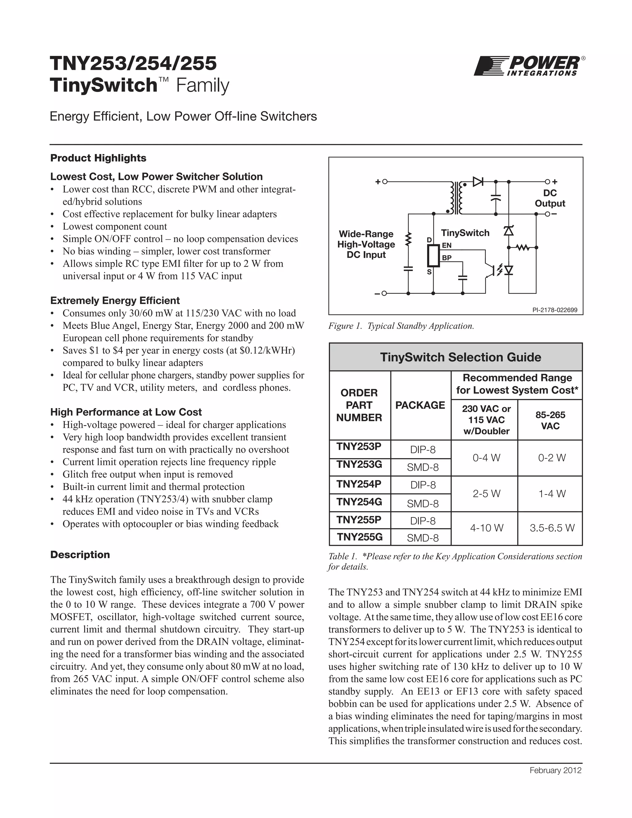 Original Power Supply IC TNY254PN TNY254P TNY254 New | PDF