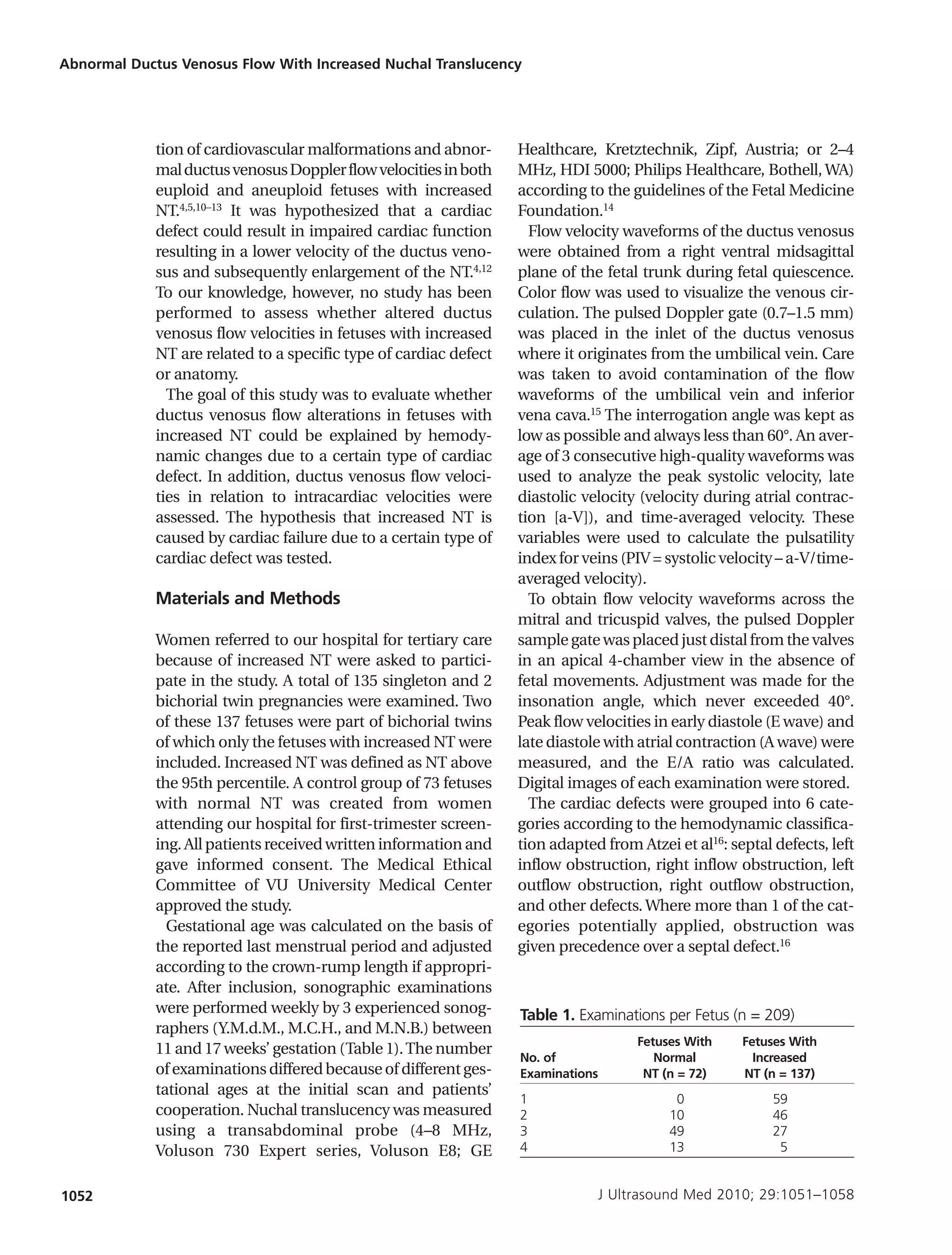 Abnormal Ductus Venosus Flow With Increased Nuchal Translucency | PDF