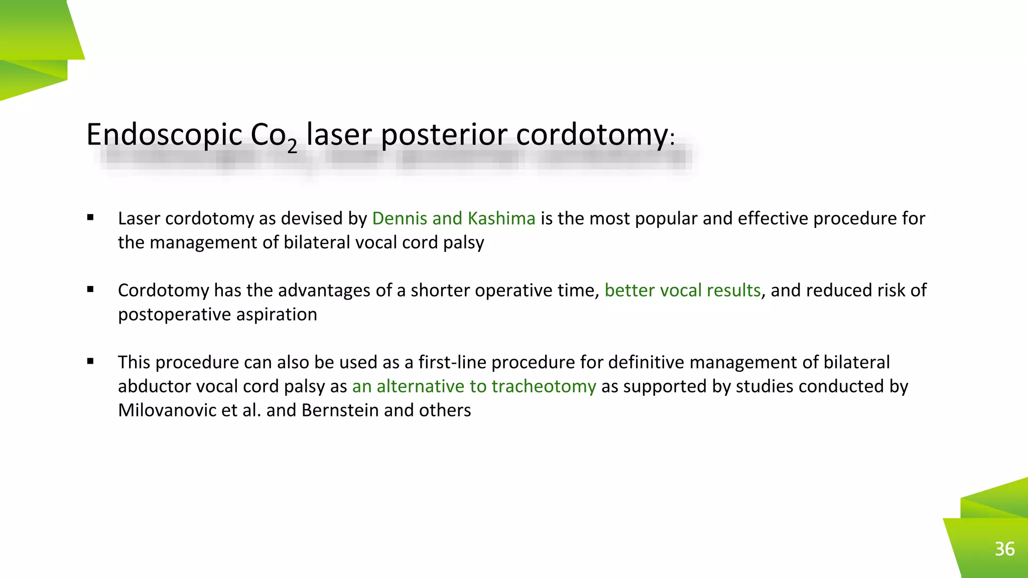 Vocal cord palsy management | PPTX