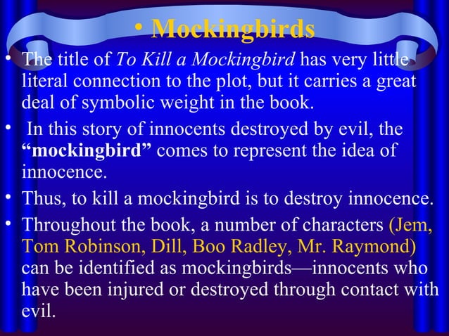 To Kill A Mockingbird Theme, Motifs, Symbols | PPT | Birdwatching ...