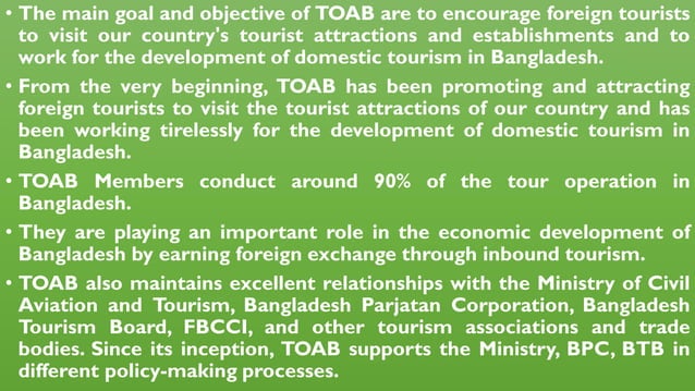 Tour Operators Association of Bangladesh (TOAB) | PPT