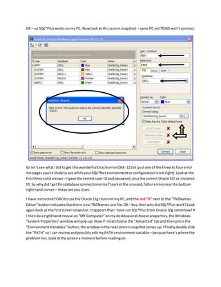 Toad database connections problems | DOCX