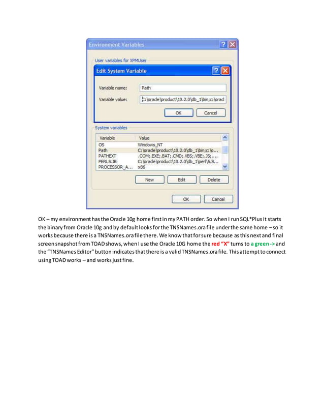 Toad database connections problems | DOCX