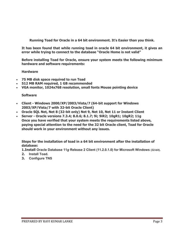 Toad for oracle 11g 64 bit | PDF