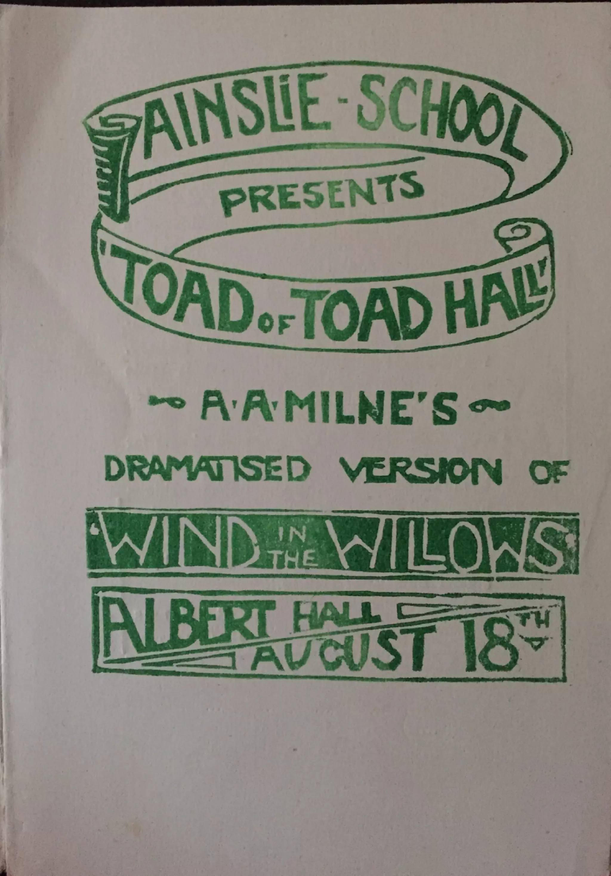 Toad of Toad Hall Programme | PDF