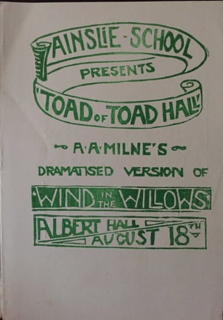 Toad of Toad Hall Programme | PDF