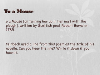 To a mouse - Linking the title | PPT