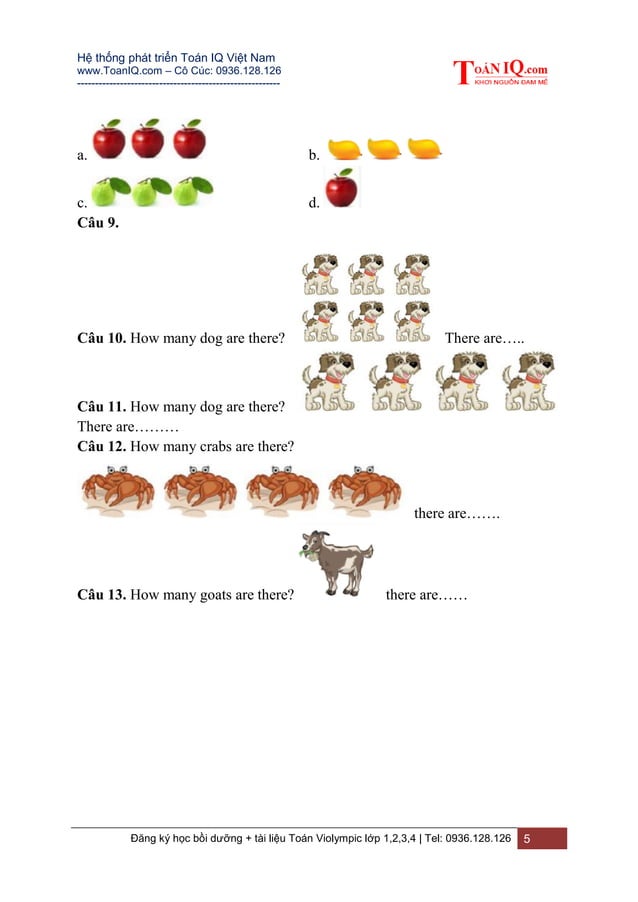 Toan violympic-tieng-anh-lop-1 | PDF