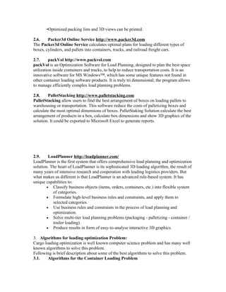 To Analyze Cargo Loading Optimization Algorithm | DOC | 3-D Graphics | Computer Software and ...