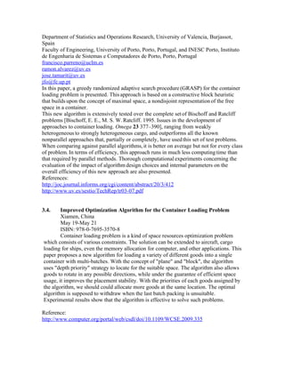 To Analyze Cargo Loading Optimization Algorithm | DOC | 3-D Graphics | Computer Software and ...