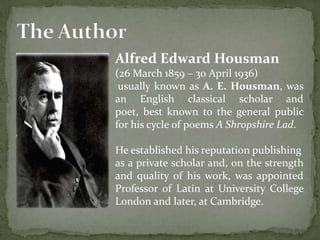 To an Athlete Dying Young by A.E. Housman | PPTX