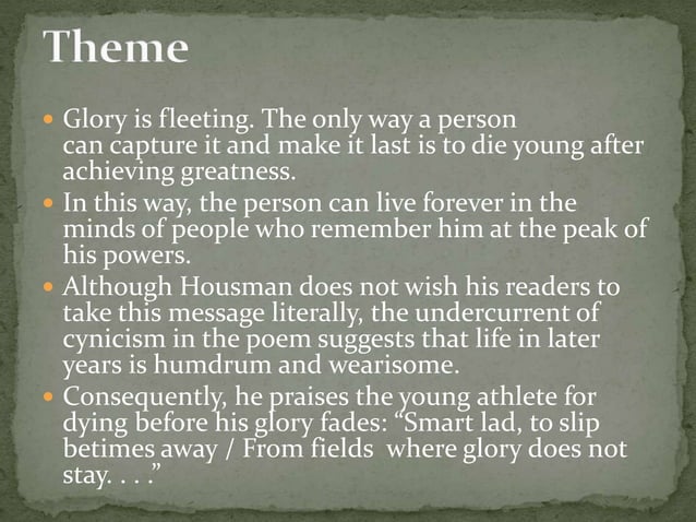 To an Athlete Dying Young by A.E. Housman | PPTX