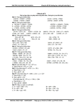 BÀI TẬP TOÁN LỚP 4 ÔN THI HỌC SINH GIỎI | PDF