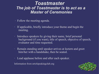 Toastmaster Pres | PPT