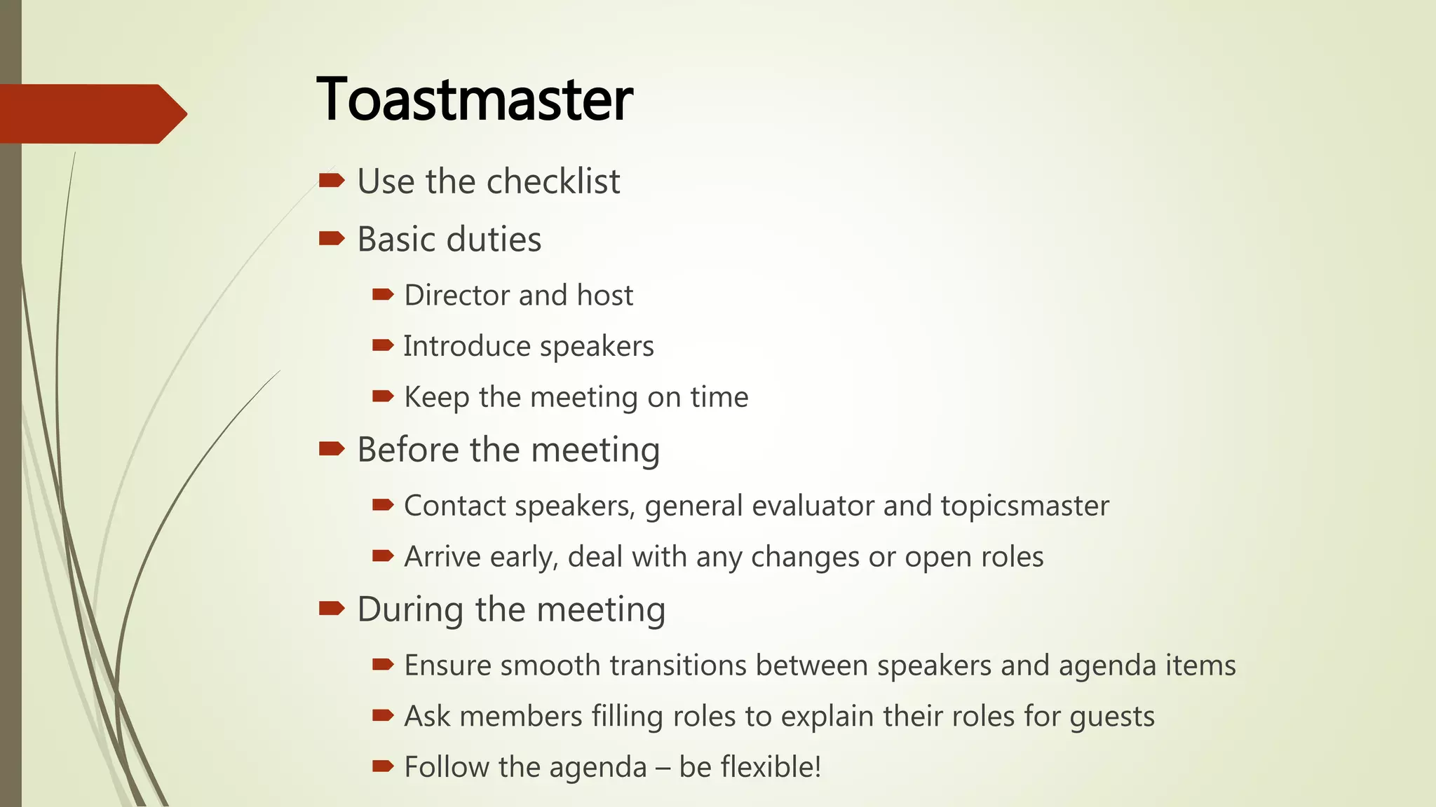 Toastmaster meeting roles | PPTX