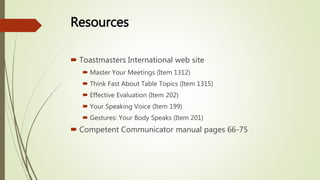Toastmaster meeting roles | PPTX