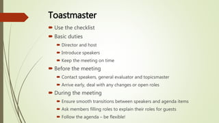 Toastmaster meeting roles | PPTX