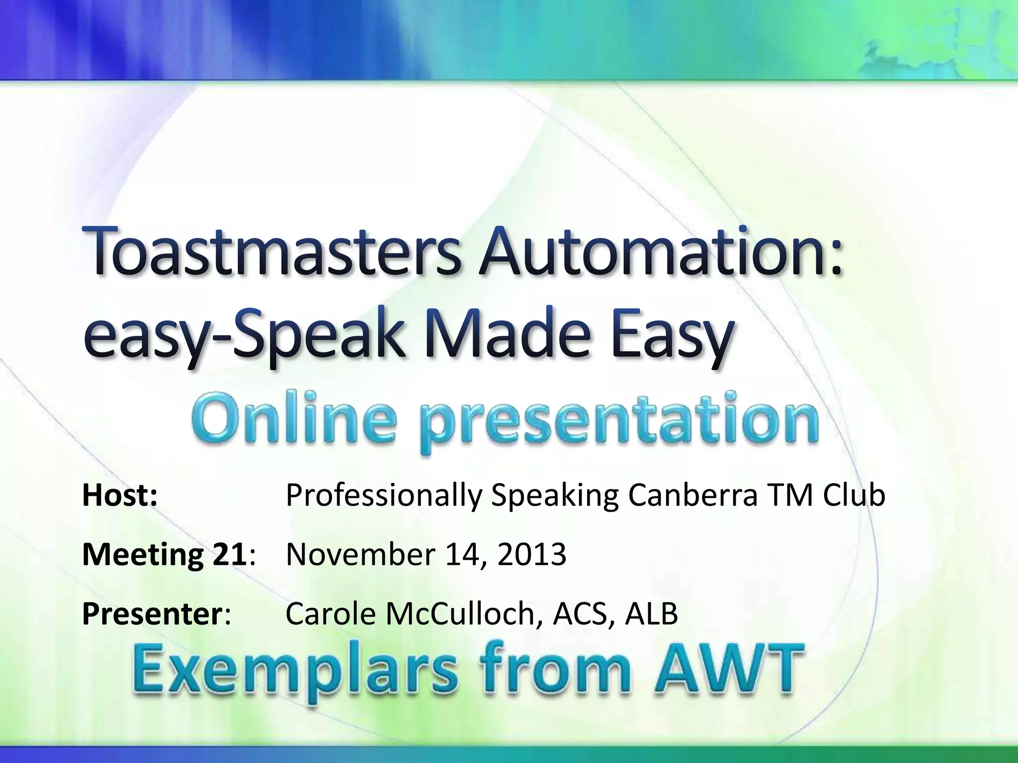 easy-Speak for Toastmasters Made Easy | PPT