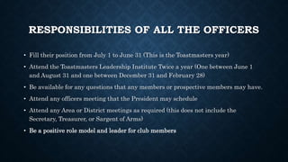 Toastmaster’s club officers speech | PPTX