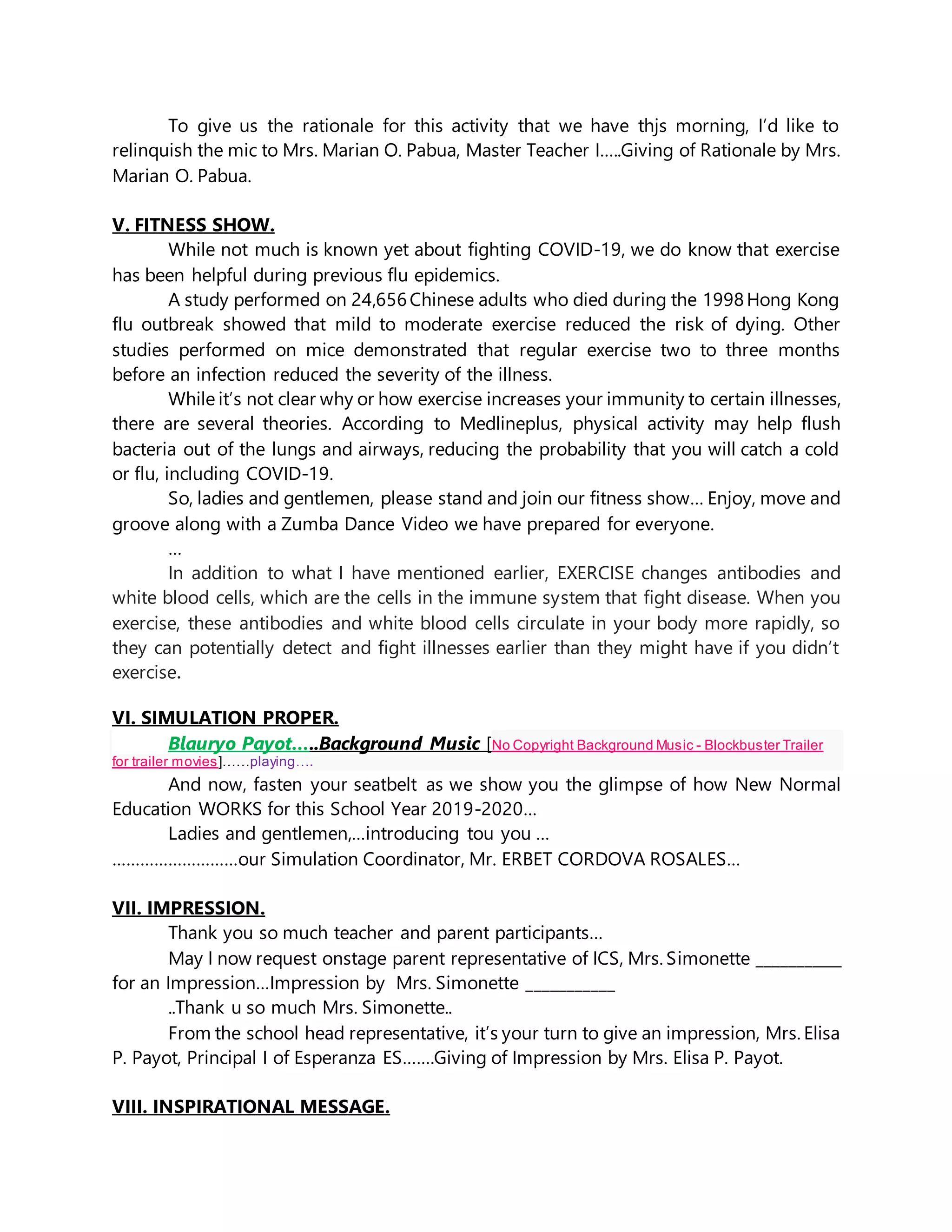 Toastmaster script on new normal simulation dry run | PDF