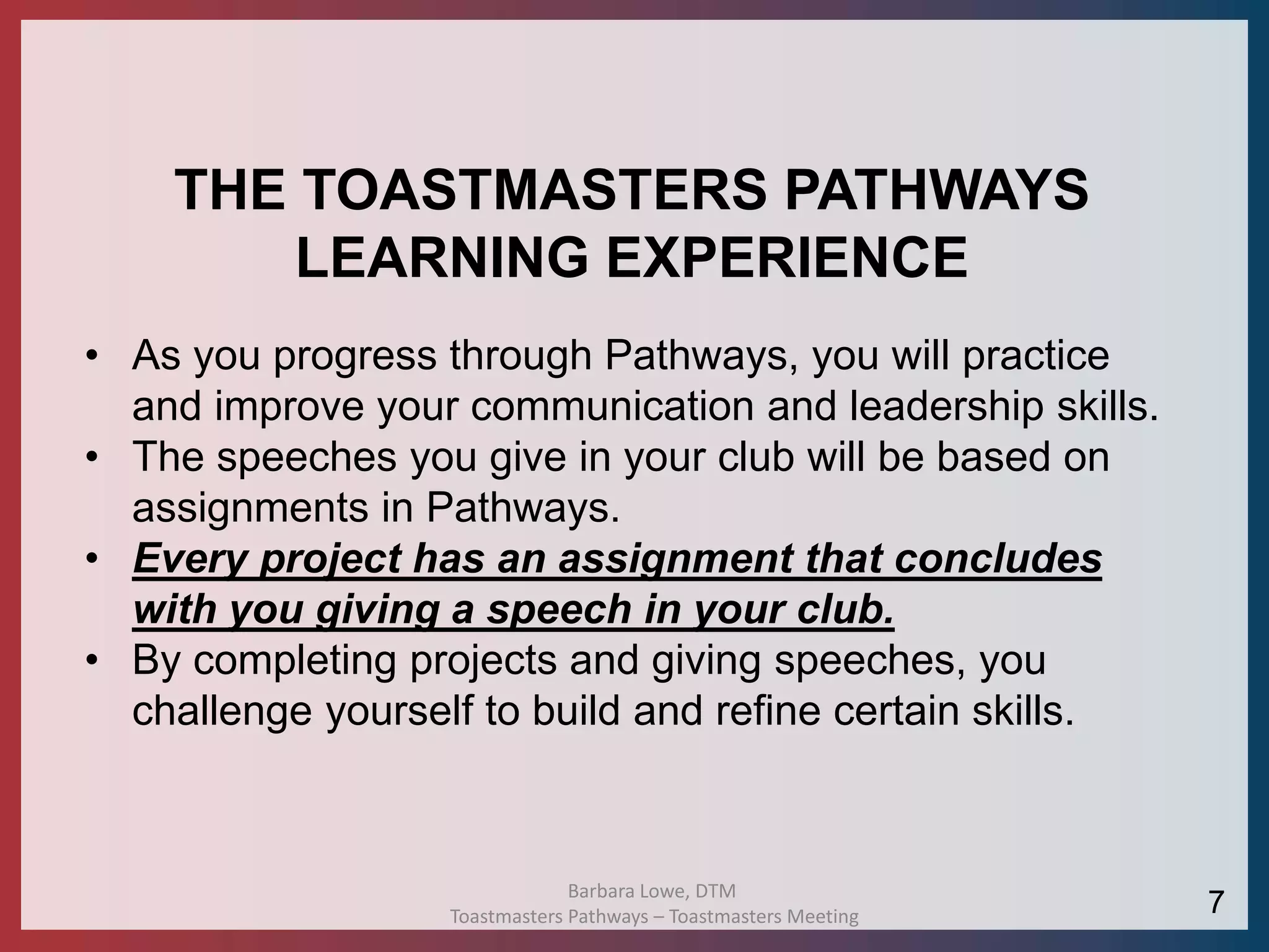 Toastmasters Pathways Club Meeting | PPTX