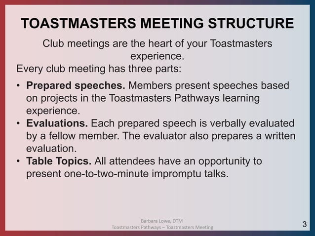 Toastmasters Pathways Club Meeting | PPTX