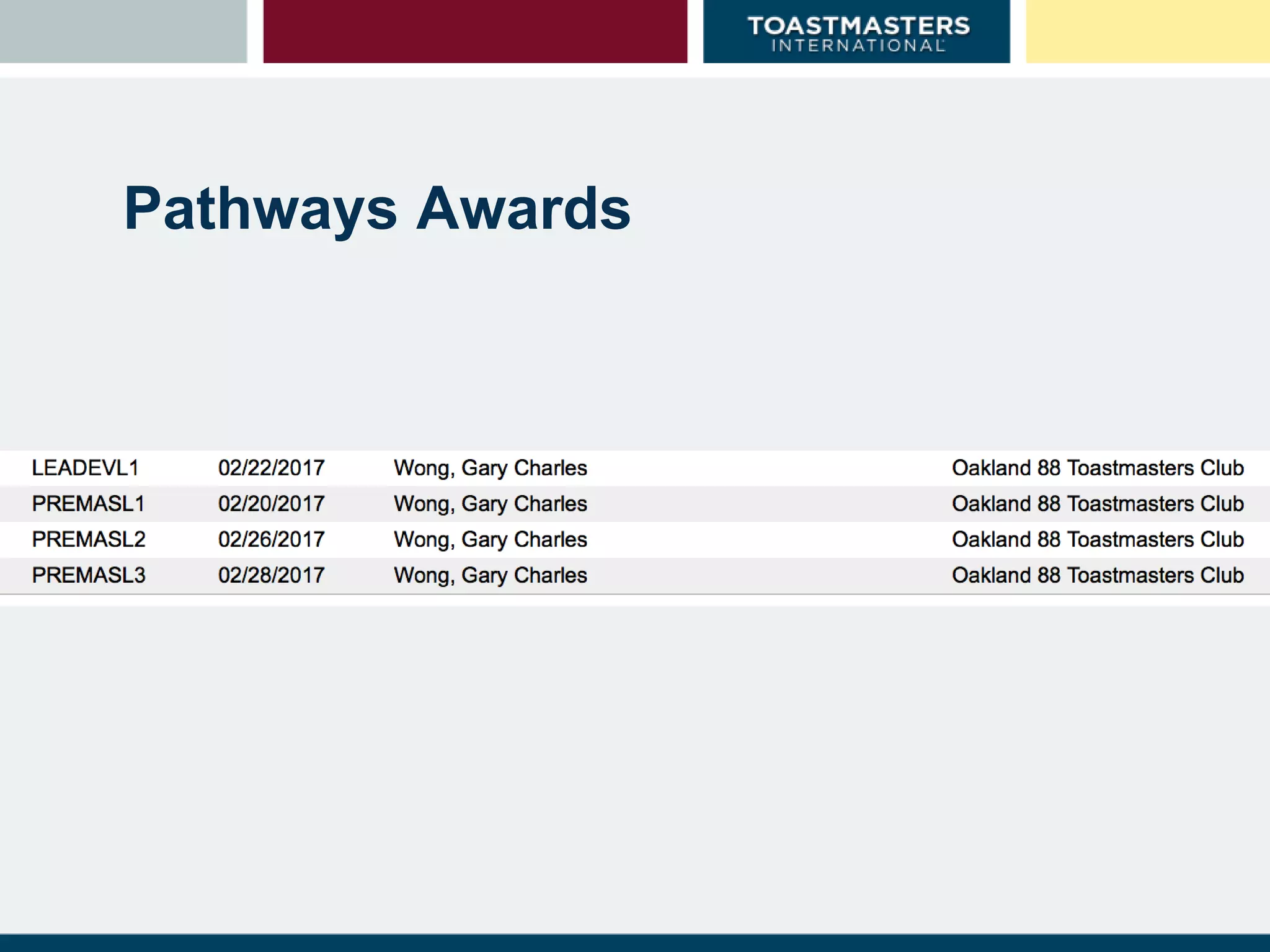 Toastmasters Pathways Learning Experience Update | PPTX