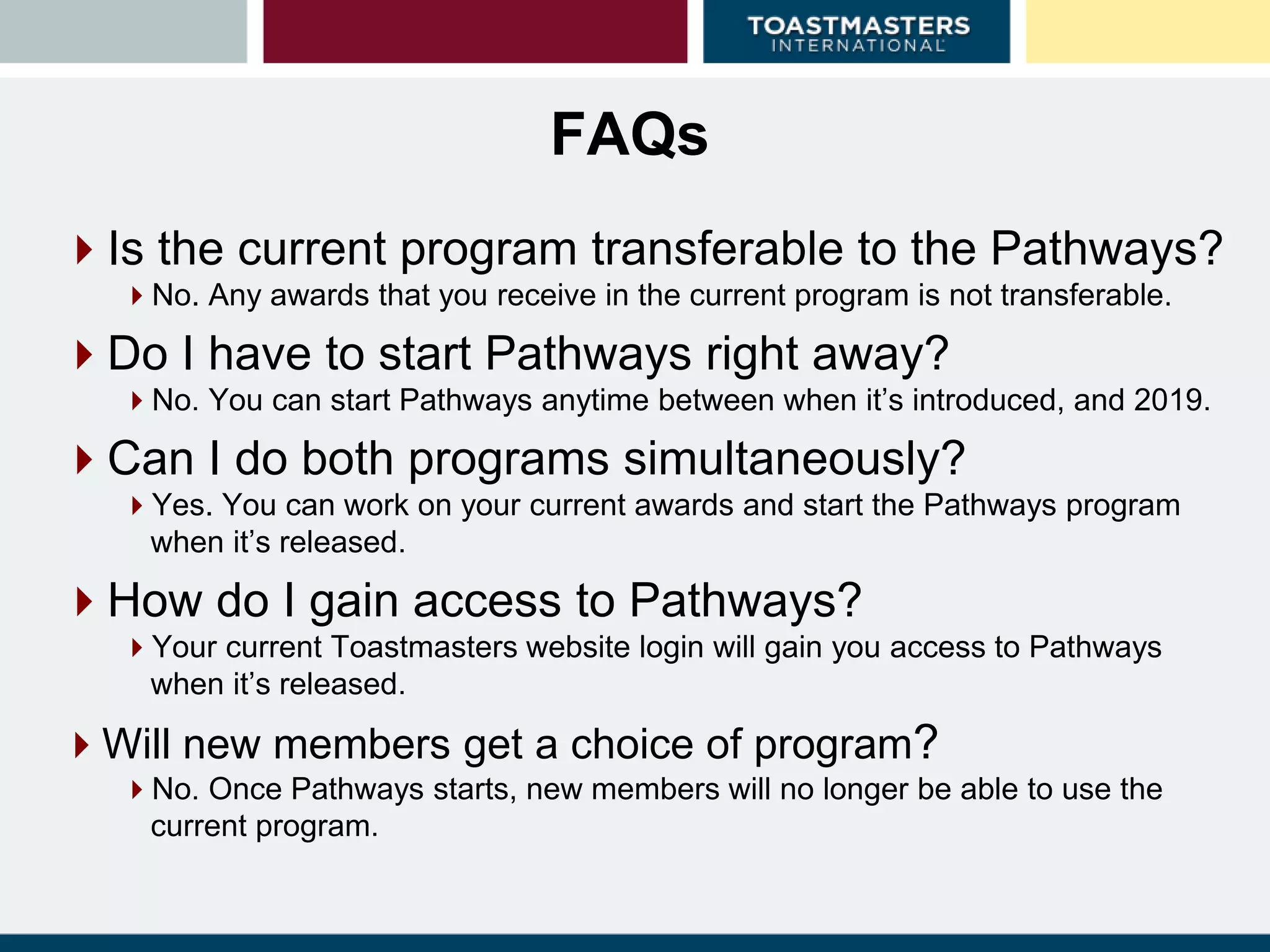 Toastmasters Pathways Learning Experience Update | PPTX | Resume Writing and Advice | Job Search