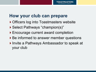 Toastmasters Pathways Learning Experience Update | PPTX