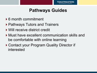 Toastmasters Pathways Learning Experience Update | PPTX