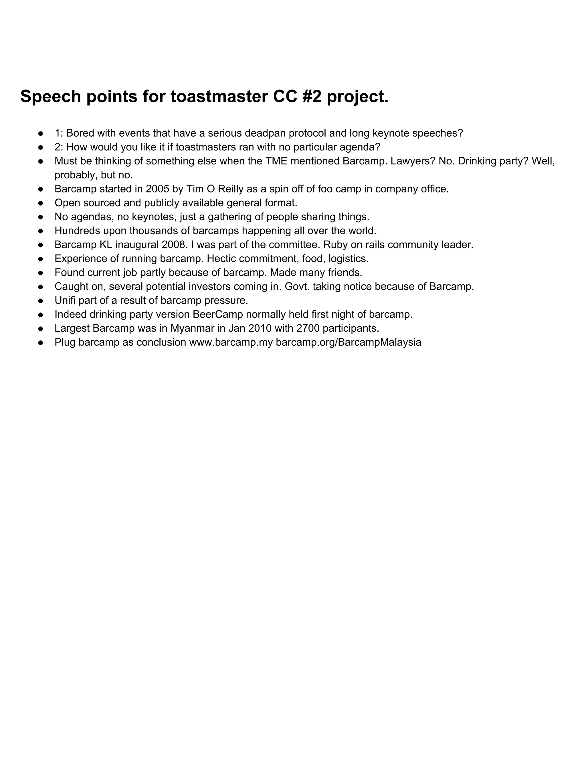 Toastmaster CC Speech 2 Points | PDF