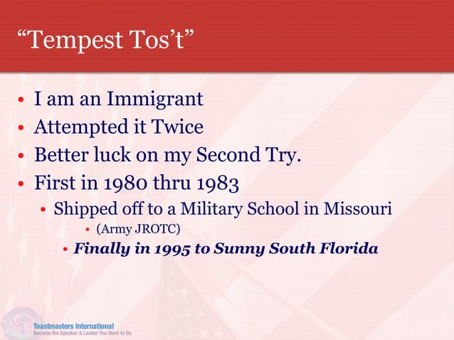 Toastmasters Speech One Icebreaker Francisco Palacio Rev2b | PPT