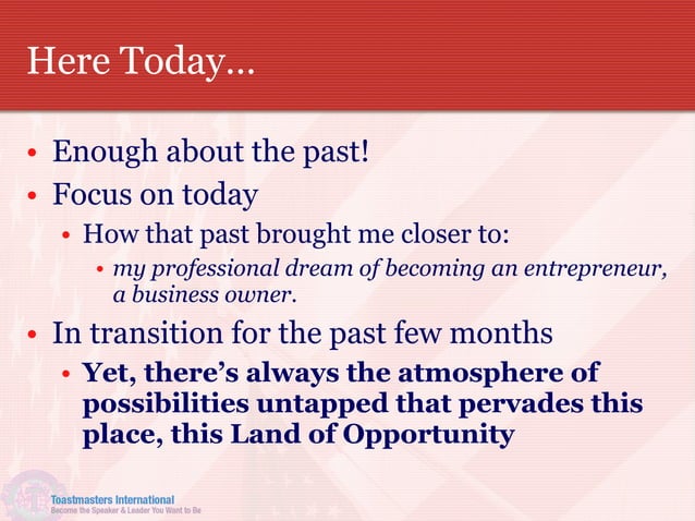 Toastmasters Speech One Icebreaker Francisco Palacio Rev2b | PPT