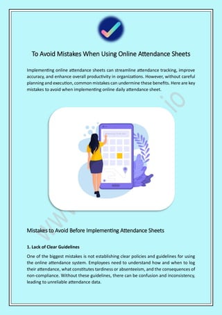 To Avoid Mistakes When Using Online Attendance Sheets | PDF