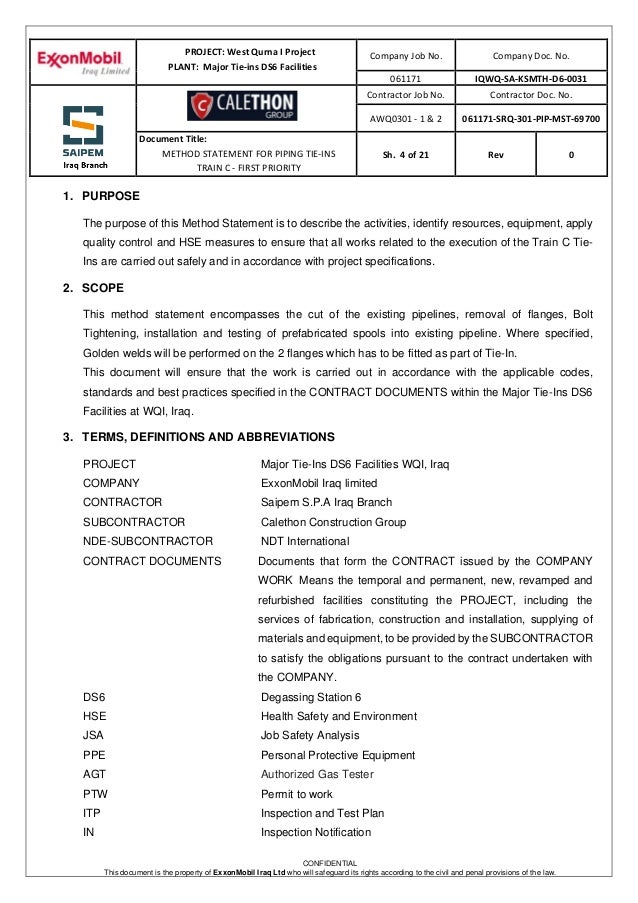 Toaz.info method-statement-for-tie-ins-pr d35edff4590d2bfb72016845a98313fb (1) | PDF
