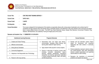 NSTP 1 Syllabus | PDF