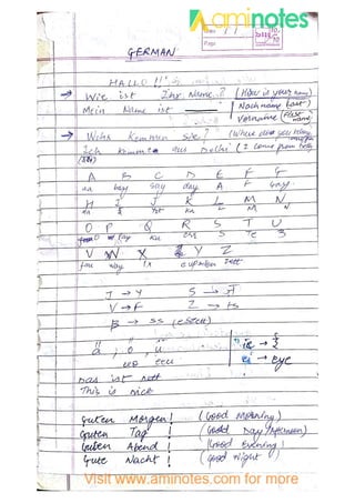 german hand written notes for B1 level exam | PDF