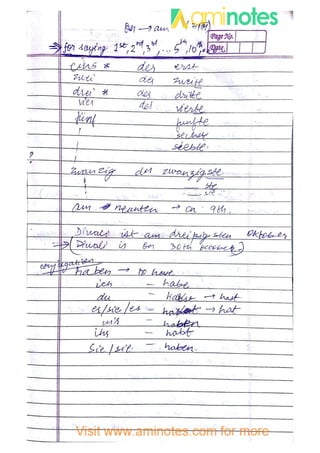 german hand written notes for B1 level exam | PDF