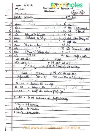 german hand written notes for B1 level exam | PDF