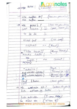 german hand written notes for B1 level exam | PDF