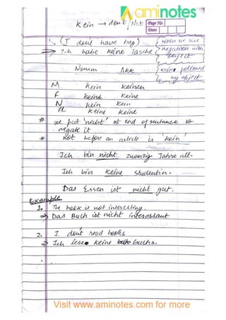 german hand written notes for B1 level exam | PDF