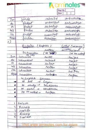 german hand written notes for B1 level exam | PDF