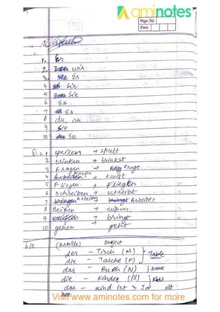 german hand written notes for B1 level exam | PDF