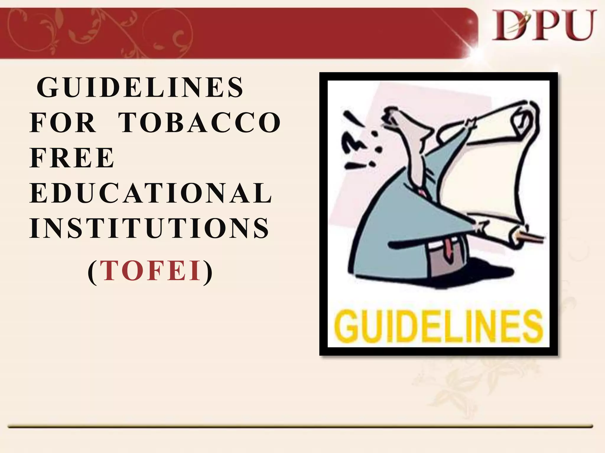 Tobacco free educational institutions | PPTX