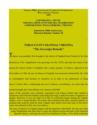 Tobacco In Colonial Virginia | PDF | Illegal Drugs, Tobacco ...